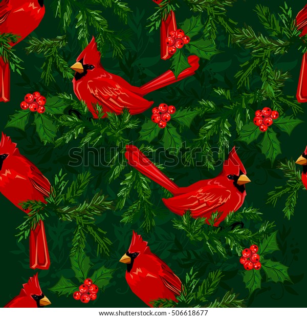 Red Cardinal Bird Vector Illustration Background Stock Vector (Royalty ...