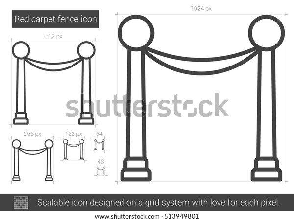 Red Carpet Fence Vector Line Icon Stock Vector (Royalty Free) 513949801