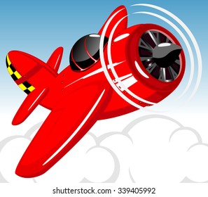 Red Cartoon Aircraft Vector Illustration Stock Vector (Royalty Free ...