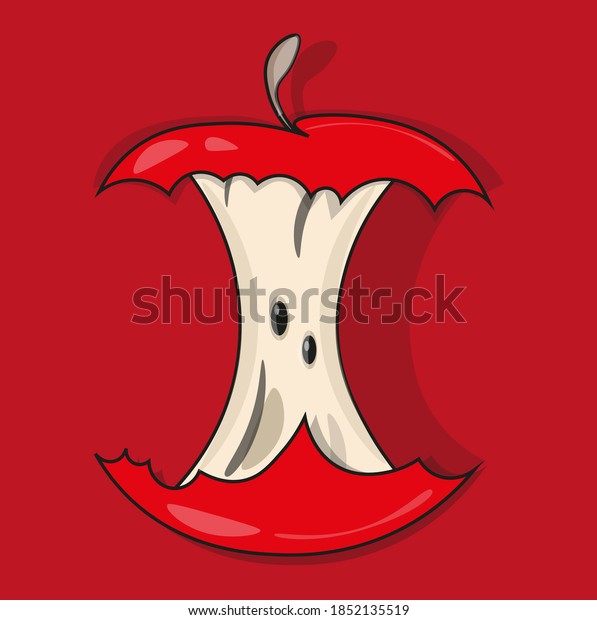 Red Cartoon Apple Core Vecor On Stock Vector (Royalty Free) 1852135519 ...