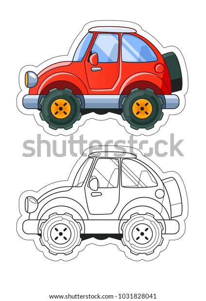 Red Cartoon Car Side View Coloring: vetor stock (livre de direitos ...