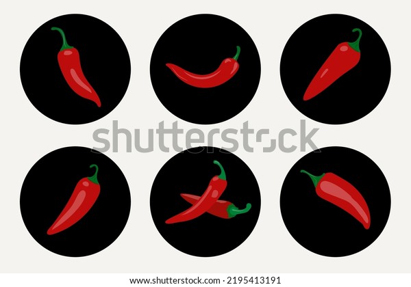 Red Cartoon Chilli Isolated On Black Stock Vector (Royalty Free ...