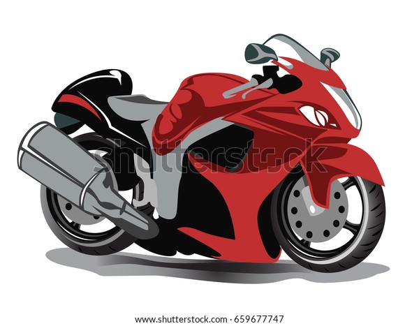 Red Cartoon Motorcycle Stock Vector (Royalty Free) 659677747