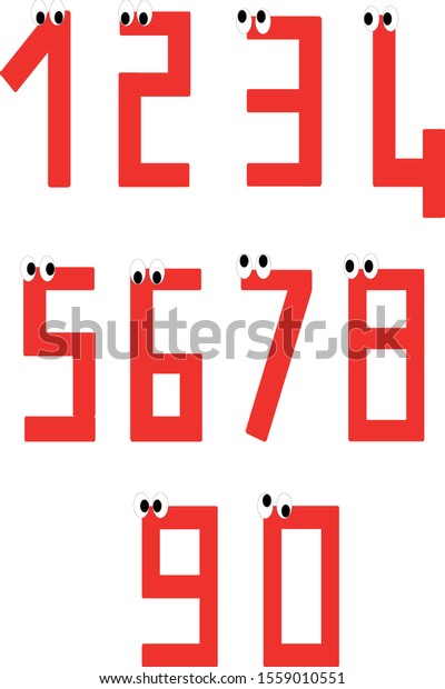 Red Cartoon Numbers Eyes Stock Vector (Royalty Free) 1559010551 ...