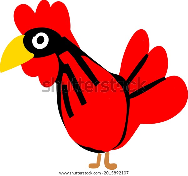 Red Cartoon Rooster Isolated Bird Vector Stock Vector (Royalty Free ...