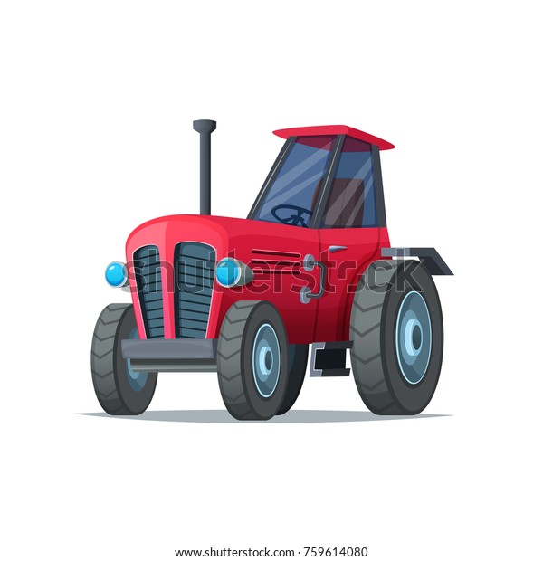 Red Cartoon Tractor Isolated On White Stock Vector (Royalty Free ...