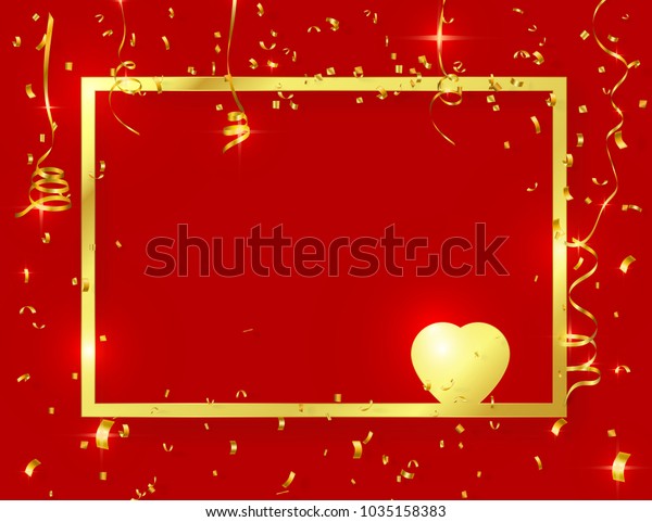 Red Celebration Background Gold Frame Gold Stock Vector (Royalty Free ...