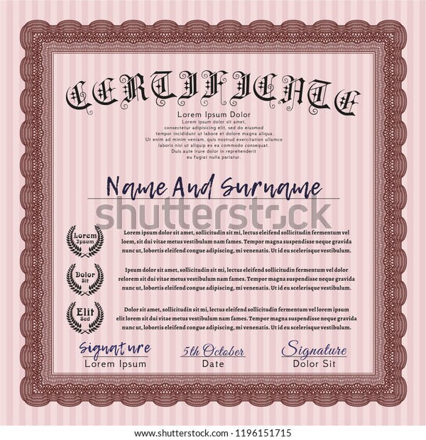 Red Certificate Background Perfect Design Customizable Stock Vector ...