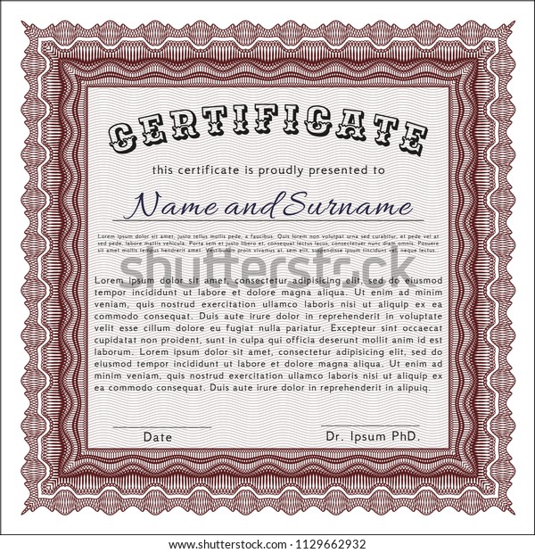 Red Certificate Complex Background Customizable Easy Stock Vector ...