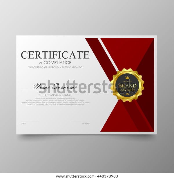 Red Certificate Template Diploma Background Vector Stock Vector ...