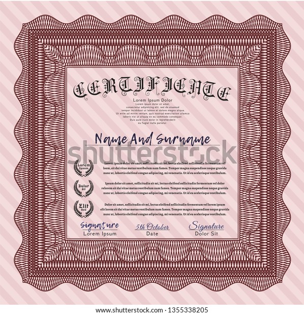Red Certificate Template Diploma Template Easy Stock Vector (Royalty ...