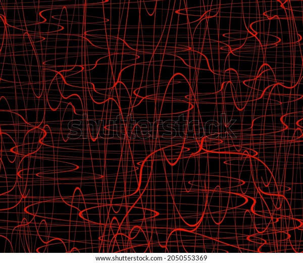 Red Chaotic Lines Background Hand Drawn Stock Vector (Royalty Free ...