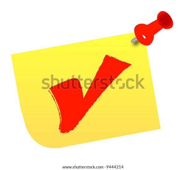 Red Check Mark On Thumb Tacked Stock Vector (Royalty Free) 9444214 ...