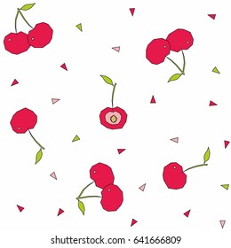 Red Cherry Berry On White Background Stock Vector (Royalty Free ...