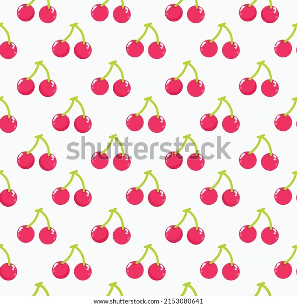 Red Cherry Pattern On White Backgroundcute Stock Vector (Royalty Free ...