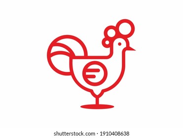 Red Chicken Vector Logo Design Stock Vector (Royalty Free) 1910408638 ...