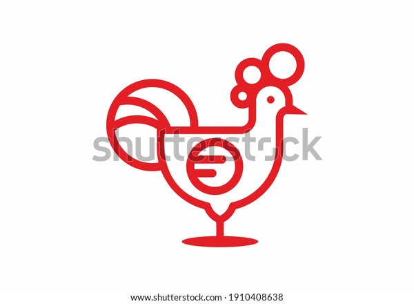 Red Chicken Vector Logo Design Stock Vector (Royalty Free) 1910408638 ...