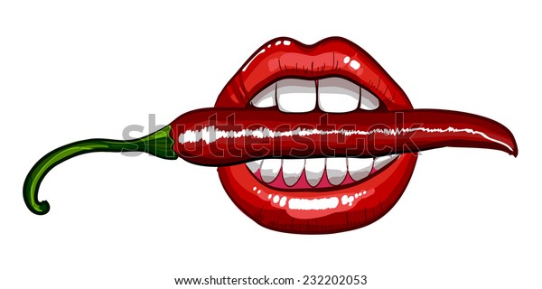 Red Chili Pepper Lips Stock Vector (Royalty Free) 232202053 | Shutterstock