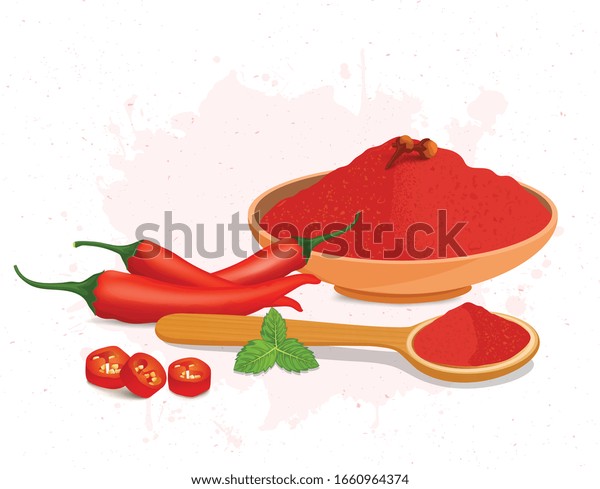 red chili and chili powder vector illustration