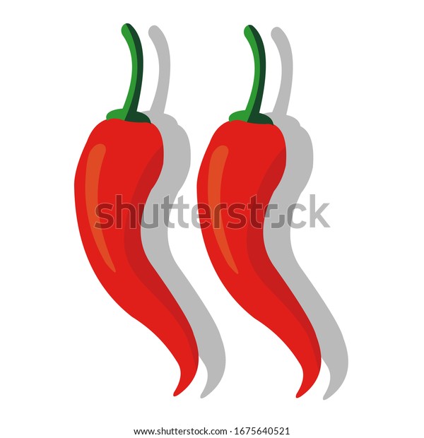 Red Chili Shadow On White Background Stock Vector (Royalty Free) 1675640521