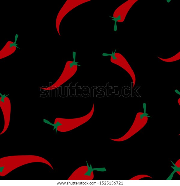 Red Chilli Pepper On Black Background Stock Vector (Royalty Free ...