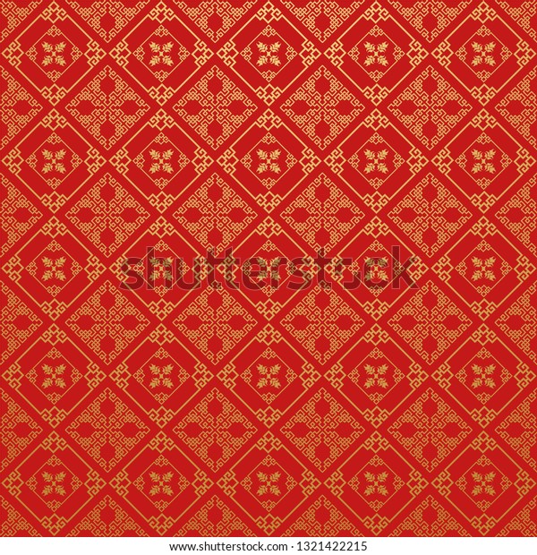 Red Chinese Wallpaper Background Texture Vector Stock Vector (Royalty ...