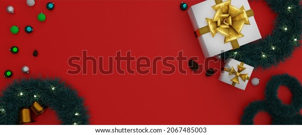 Red Christmas Banner Design Poster Card Stock Vector (Royalty Free ...