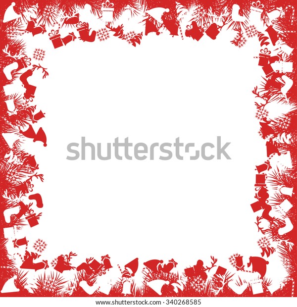 Red Christmas Border Stock Vector (Royalty Free) 340268585