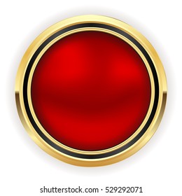Red Christmas Button Gold Border On Stock Vector (Royalty Free ...