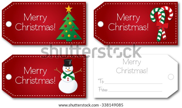 Red Christmas Gift Tag Set Front Stock Vector (Royalty Free) 338149085 ...