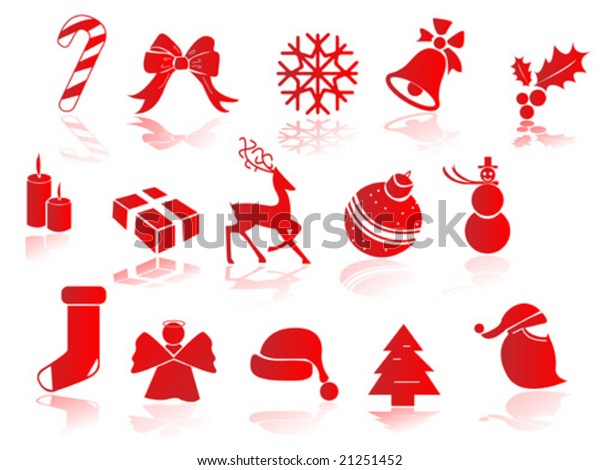 Red Christmas Icons Vector Illustration Stock Vector (Royalty Free ...