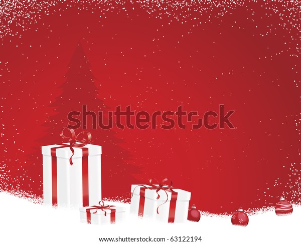 Red Christmas Scene Ornaments Tree On Stock Vector (Royalty Free) 63122194