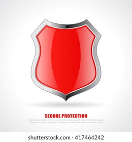 Red Chrome Shield Icon Illustration Isolated Stock Vector (Royalty Free ...