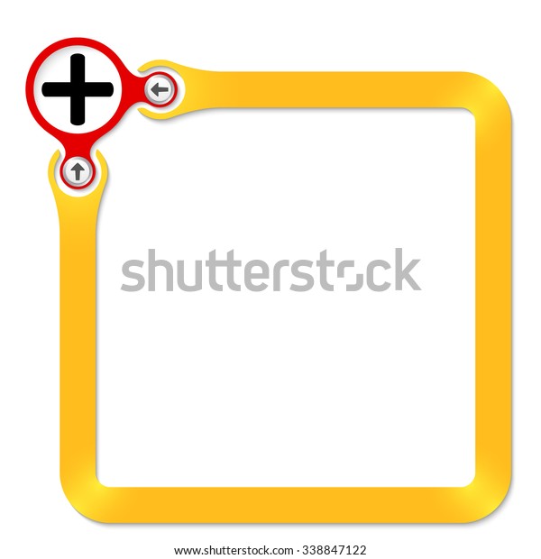 Red Circle Plus Symbol Yellow Frame Stock Vector (Royalty Free ...