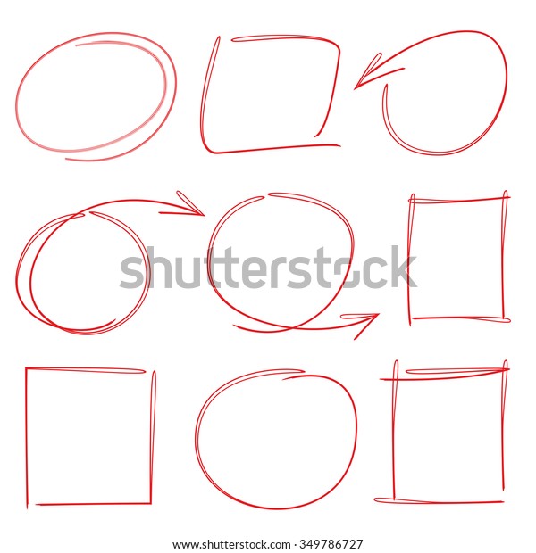 Red Circle Rectangle Highlighter Set Stock Vector (Royalty Free ...