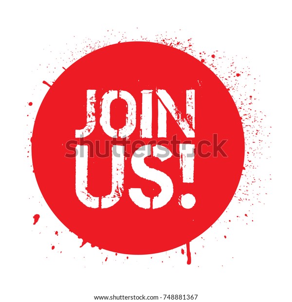 Red Circle Stencil Inscription Join Us 库存矢量图（免版税）748881367