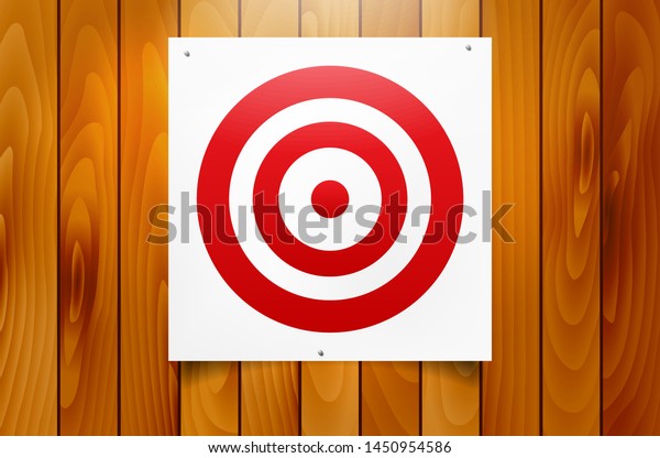 Red Circle Target Hanging On Wooden Stok Vektör (Telifsiz) 1450954586 ...