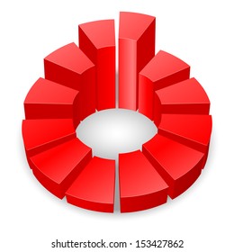 Red Circular Diagram Columns Isolated On Stock Vector (Royalty Free ...