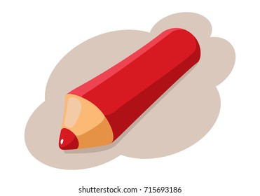 Red Color Cartoon Pencil Vector Illustration Stock Vector (Royalty Free ...