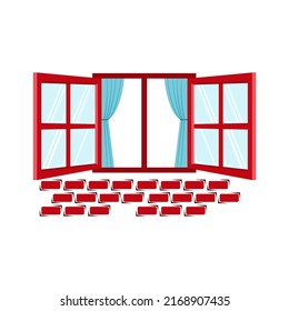 Red Color Open Window Illustration Vector Stock Vector (Royalty Free ...