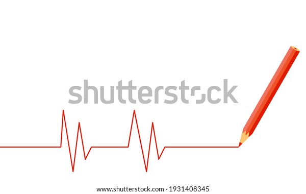 Red Color Pencil Drawing One Line Stock Vector (Royalty Free ...