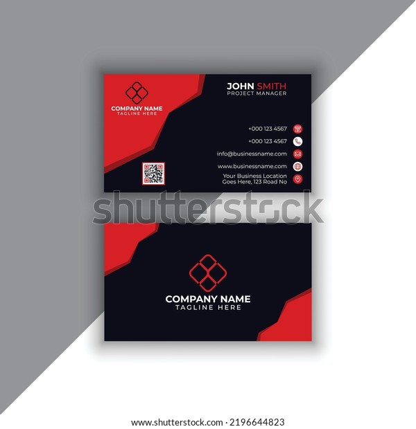 Red Color Visiting Card Template Design Stock Vector (Royalty Free ...