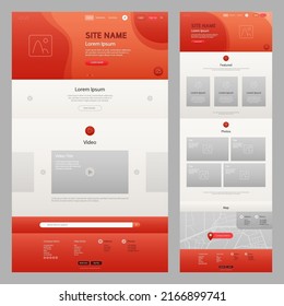 Red Colorful Website Template Ui Ux Stock Vector (Royalty Free ...
