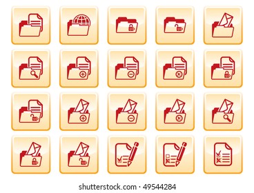 Red Computer Icons On Yellow Background Stock Vector (Royalty Free ...