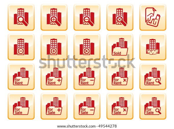 Red Computer Icons On Yellow Background Stock Vector (Royalty Free ...