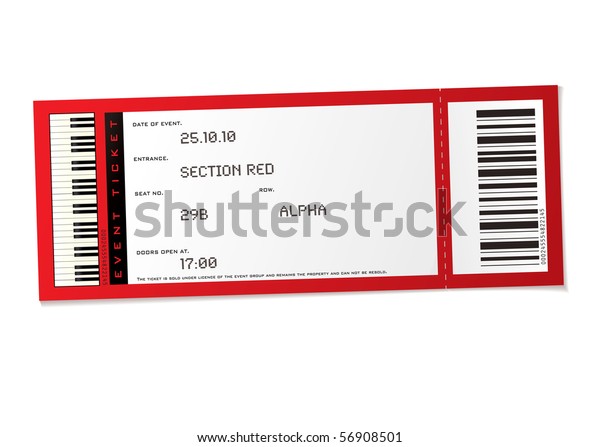 Red Concert Event Ticket Set Number Stock Vector (Royalty Free ...