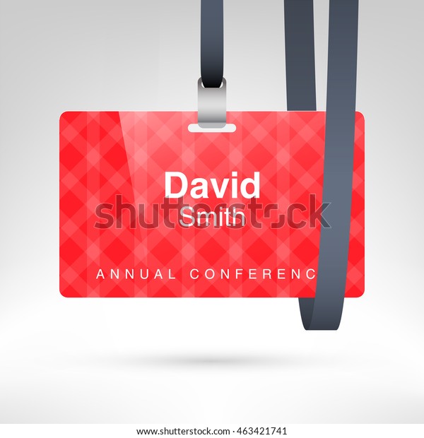 Red Conference Badge Name Tag Placeholder: стоковая векторная графика ...