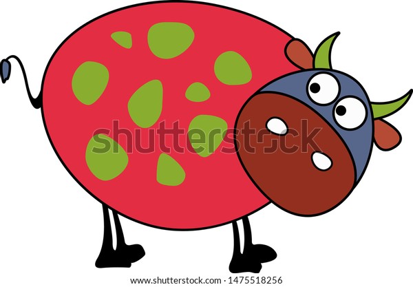 Red Cow Vector Illustration Cartoon Flat Stock Vector (Royalty Free ...