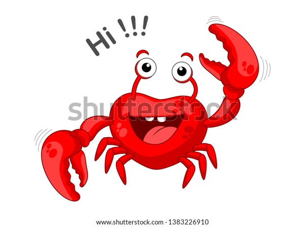 Red Crab Saying Hello Funny Crab Stock Vector (Royalty Free) 1383226910