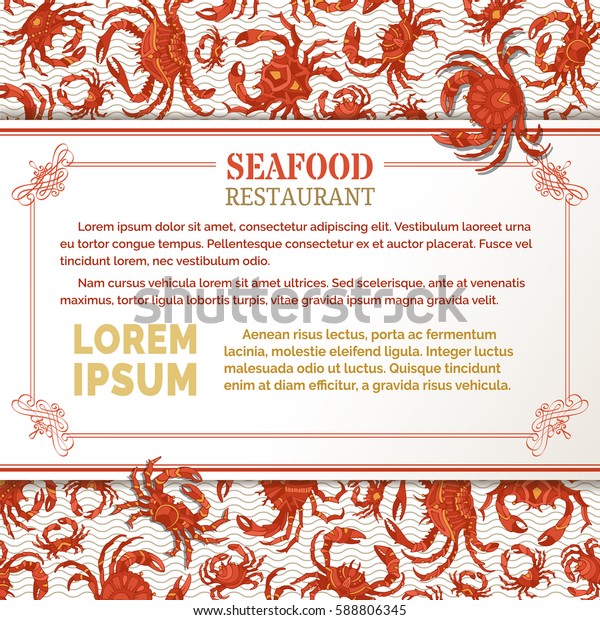 Red Crabs Background Seafood Menu Template Stock Vector (Royalty Free ...